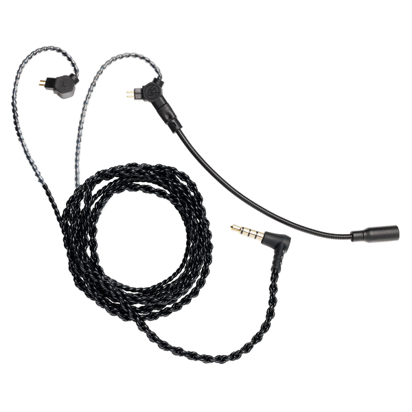 64 Audio IEM Boom Mic Cable - 48” 2-Pin Cable with Mic - Black